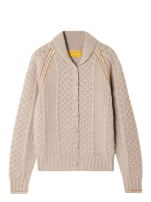 Guest In Residence Marlowe Cable-knit Wool And Cashmere-blend Cardigan - Brown