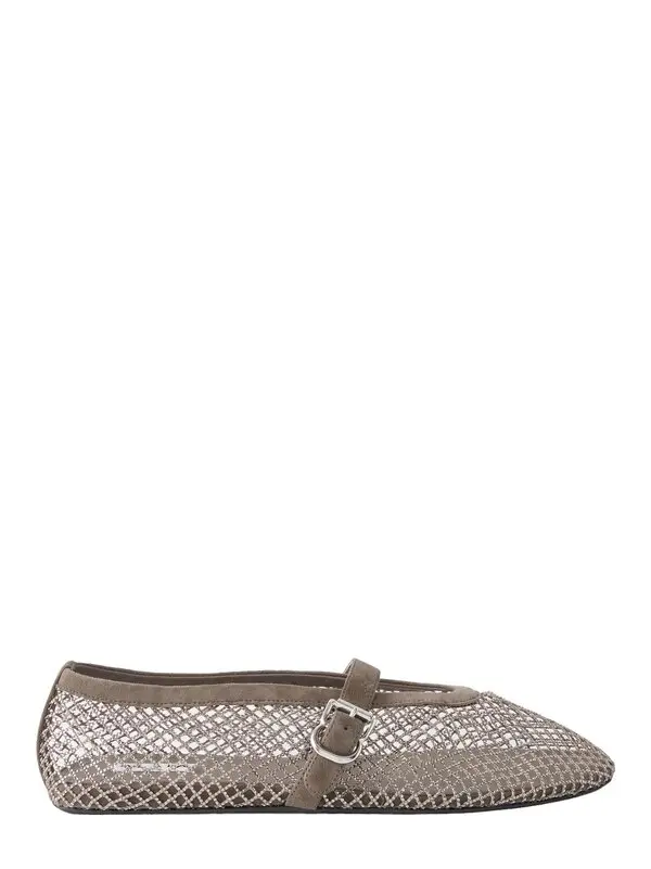 Alaïa Crystal-embellished Mesh Ballet Flats - Silver