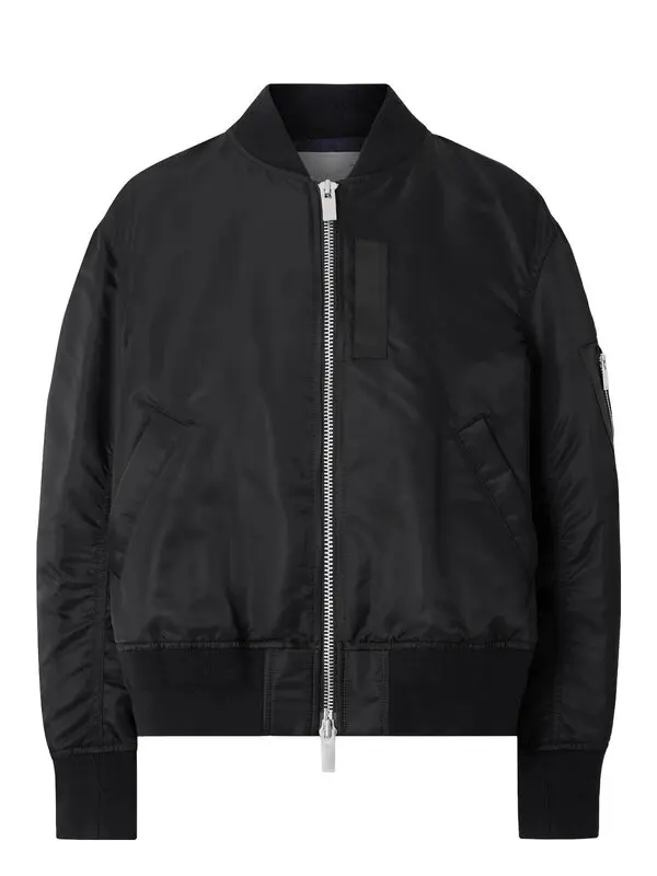 Sacai Padded Shell Bomber Jacket With Pleated Detail - Black