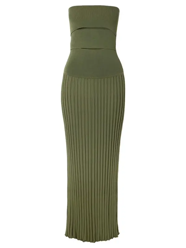 Christopher Esber Sunray Strapless Cutout Ribbed-knit Dress - Green
