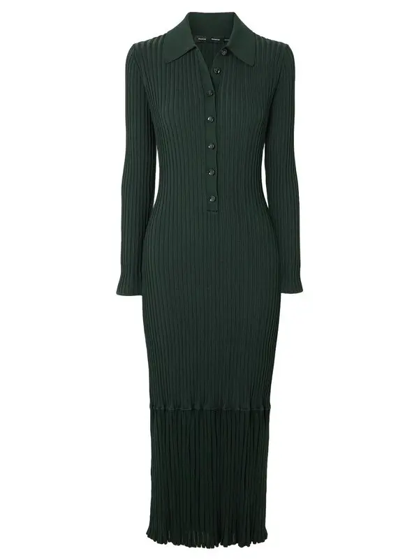 Proenza Schouler Luiza Ribbed-knit Midi Shirt Dress - Green