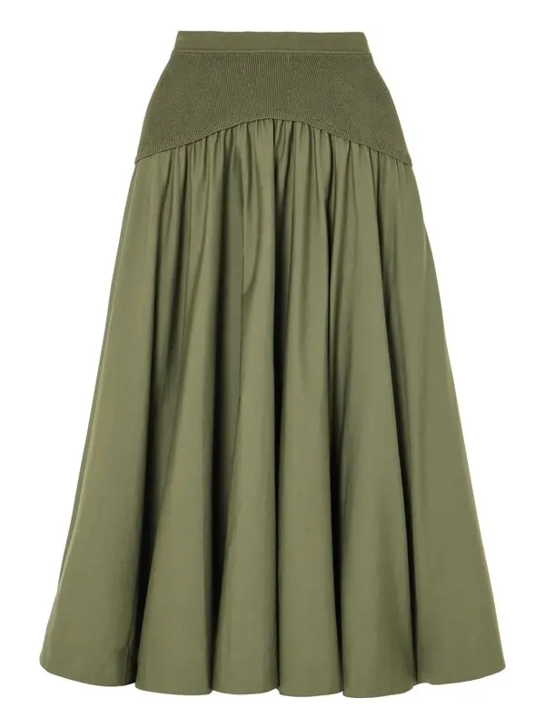 Simkhai Ovie Pleated Midi Skirt - Green