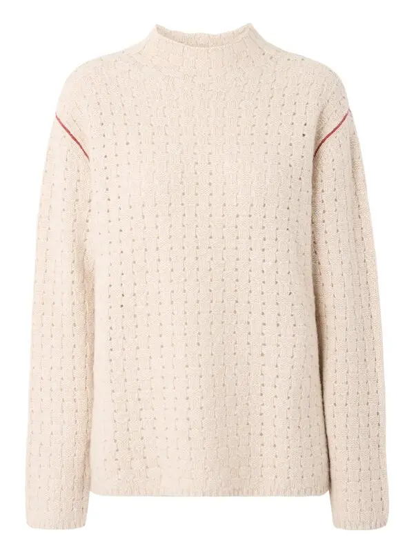 THE ELDER STATESMAN Glacier Open-knit Cashmere Sweater - Ecru