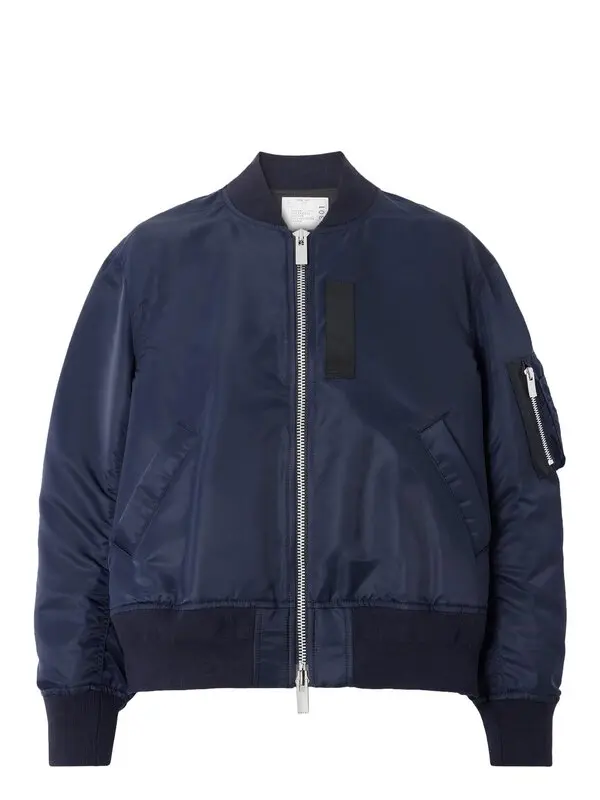 Sacai Pleated Padded Shell Bomber Jacket - Blue