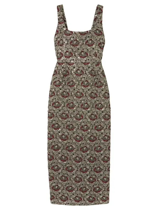 Simkhai Ravenna Metallic Jacquard Midi Dress - Multi