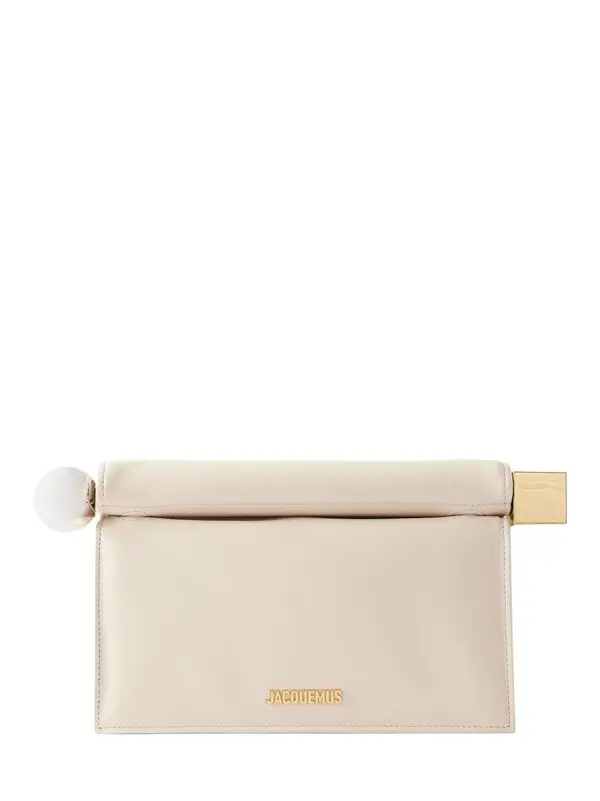 Jacquemus Pochette Small Embellished Leather Clutch - Neutrals