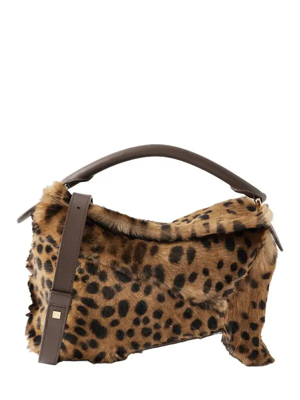 Loewe Puzzle Edge Small Leopard-print Shearling Shoulder Bag - Animal Print