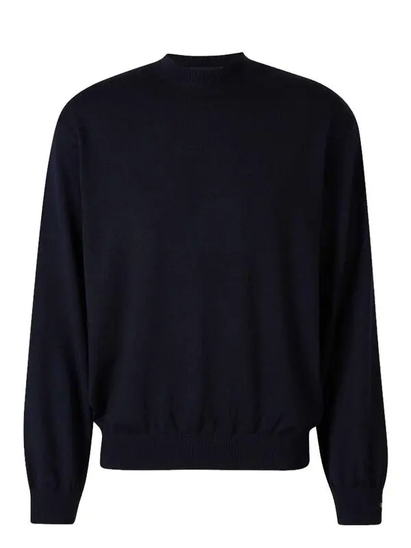 Balenciaga Crew Neck Wool Knit Sweater - Midnight Blue