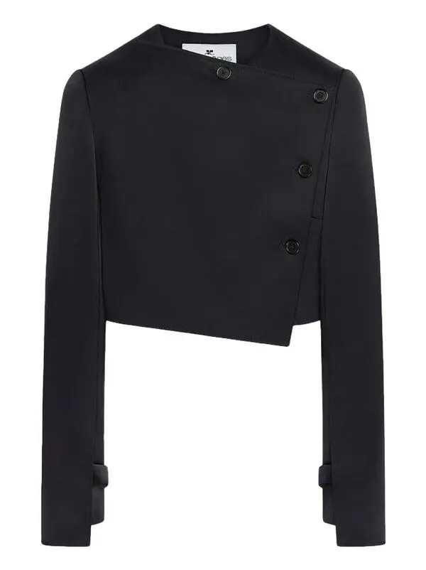 COURREGES Oblique Satin Jacket - Black