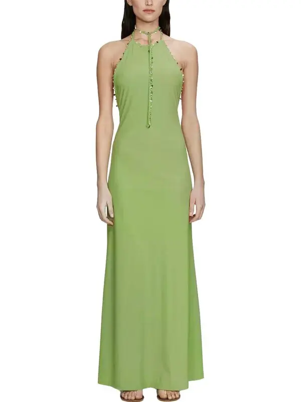 Christopher Esber Beach Quartz Embellished Halterneck Dress - Green