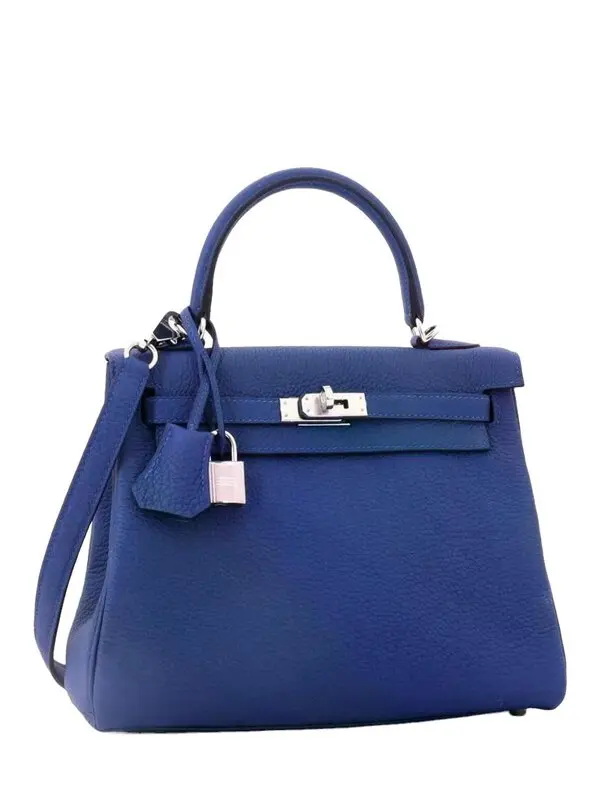 Hermès Kelly Togo With Palladium Hardware 25 Satchel - Blue