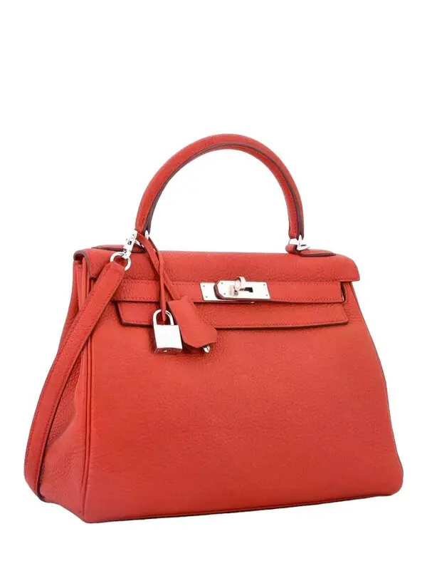 Hermès Kelly 28 Satchel Togo With Palladium Hardware - Red