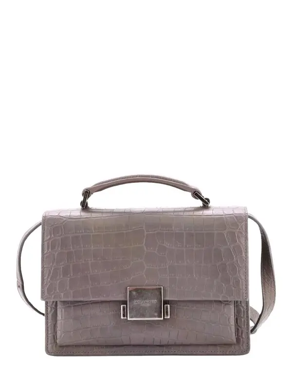 Saint Laurent Bellechasse Crocodile Embossed Leather Medium Satchel - Grey