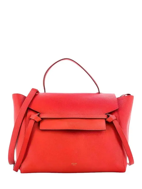 Celine Belt Bag Textured Leather Mini Shoulder Bag - Red