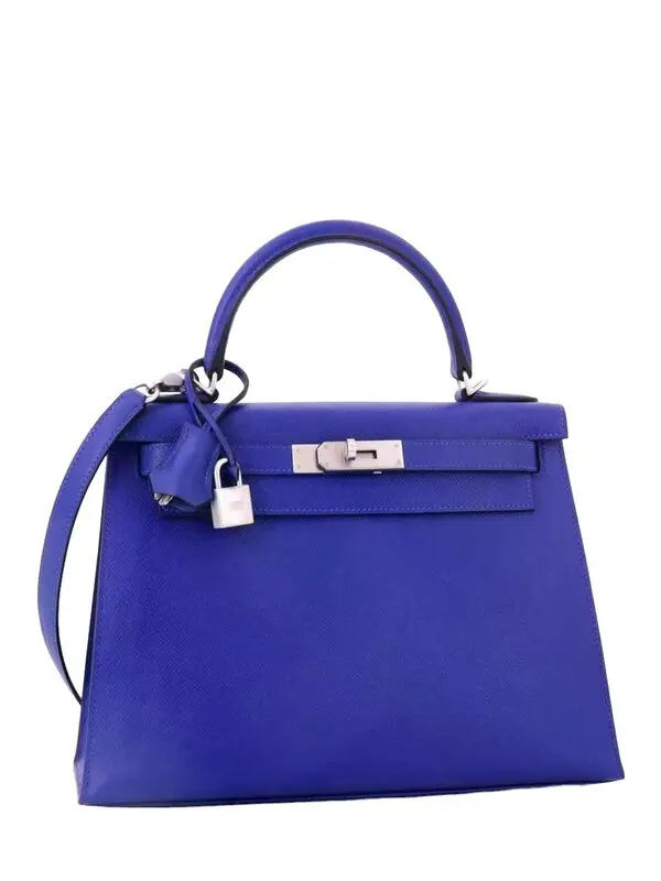 Hermès Kelly Handbag Epsom With Brushed Palladium Hardware 28 Satchel - Blue
