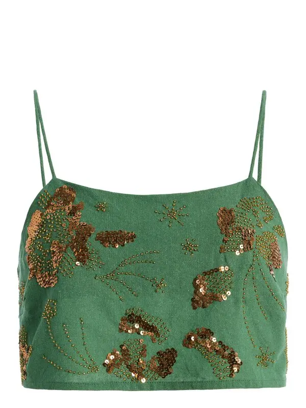 ALL THAT REMAINS Cotton Sequin Top - Green
