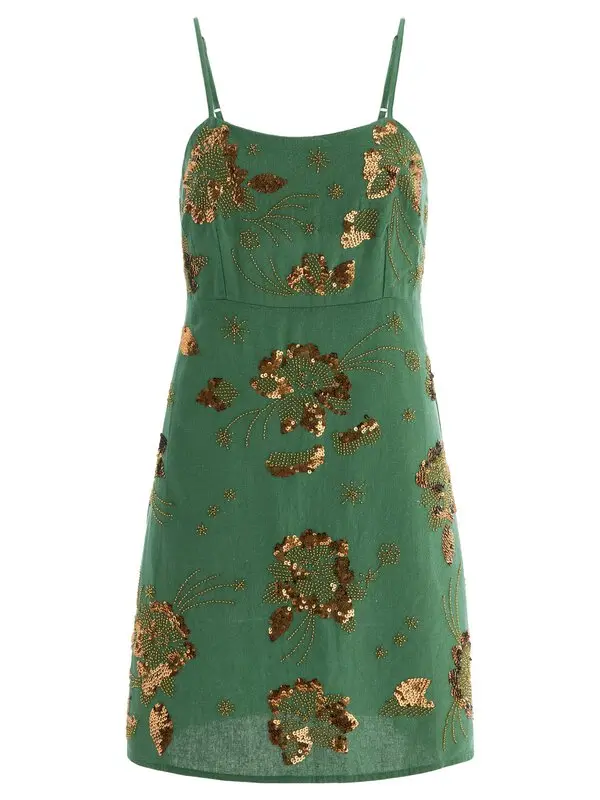ALL THAT REMAINS Sequin Embellished Mini Dress - Green