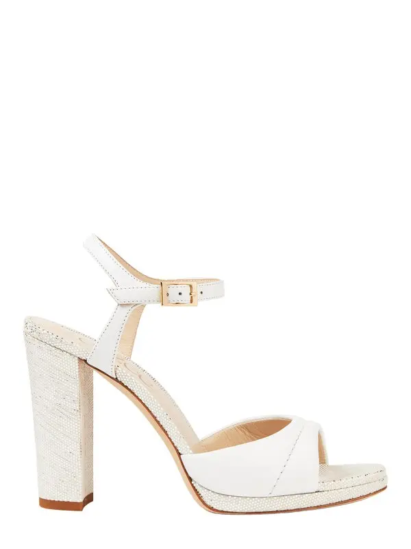 ELIZEE Solange Platform Sandals - White / Metallic Shimmer