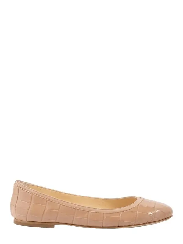 ELIZEE Gemma Croc-embossed Leather Flat - Honey Tan