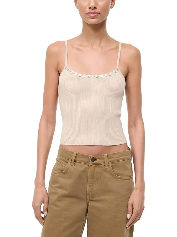 Staud Soleil Embellished Tank - Fawn