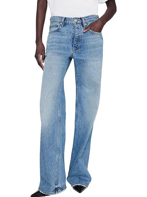 ANINE BING Mid Rise Wide Leg Jeans - Baltic Blue