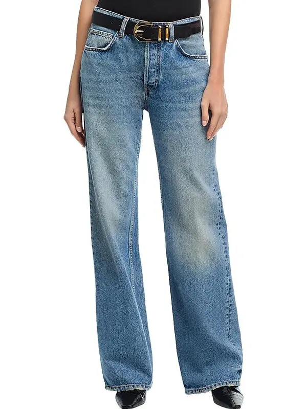 ANINE BING Mid Rise Wide Jeans - Washed Blue