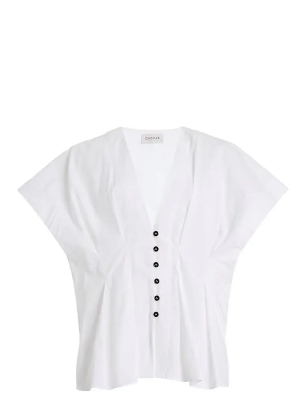 HOUSE OF DAGMAR Cinched Cotton Top - White