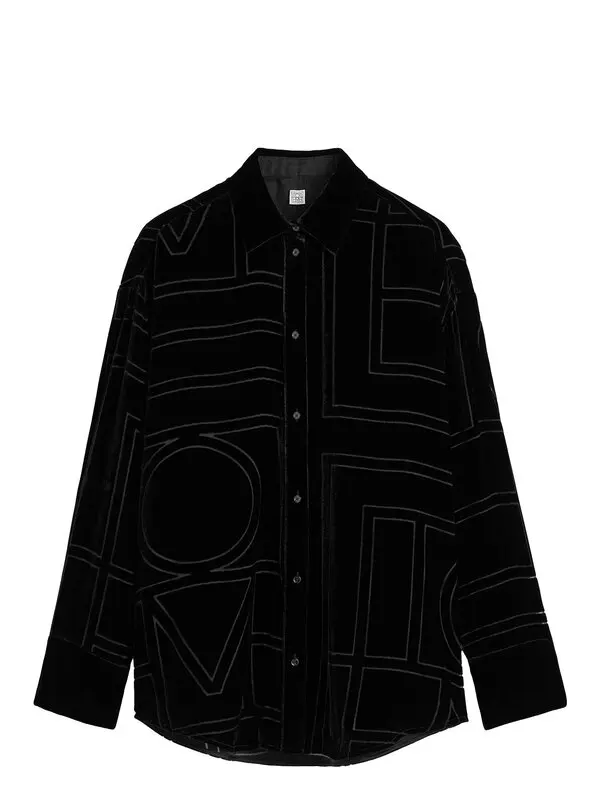 TOTEME Oversized Devoré Shirt - Black