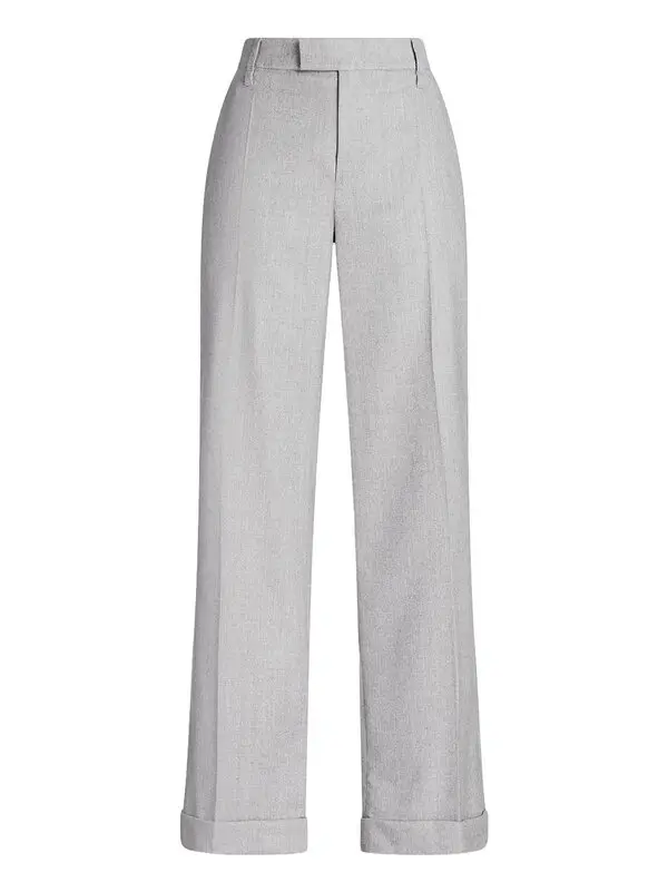 Brunello Cucinelli Bead-embellished Wool-flannel Wide-leg Pants - Light Gray