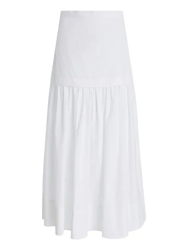 HOUSE OF DAGMAR Drop-waist Cotton Maxi Skirt - White