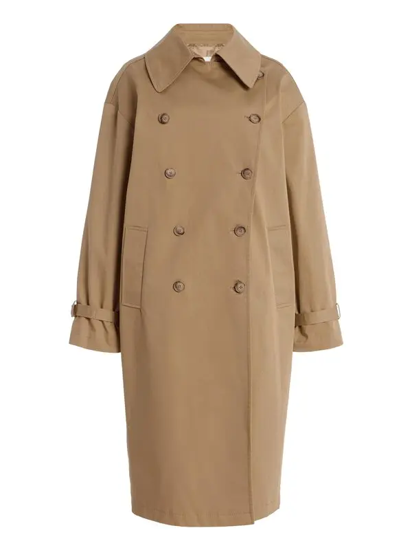 HOUSE OF DAGMAR Double-breasted Long Trench Coat - Brown
