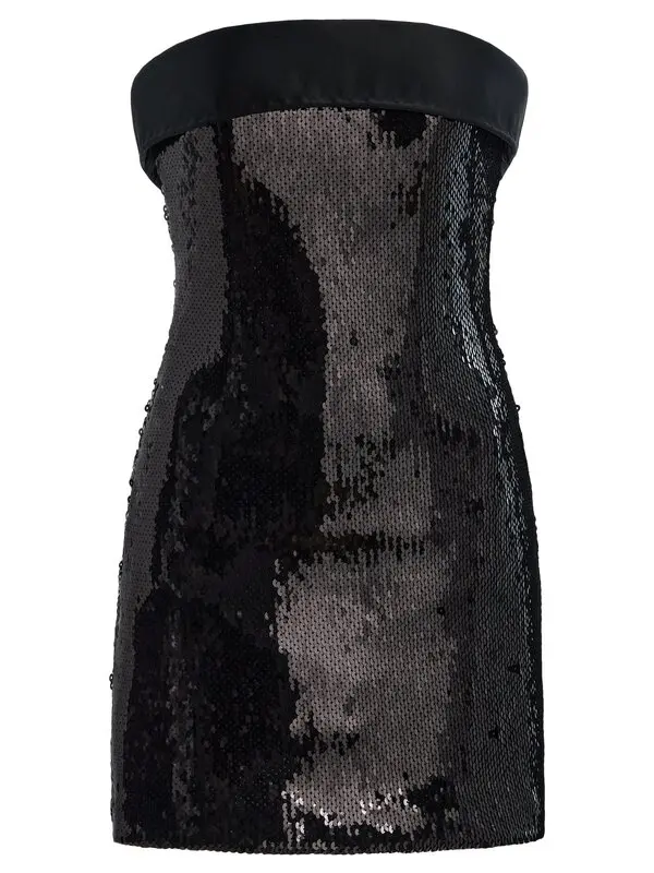 SERGIO HUDSON Strapless Sequined Mini Dress - Black