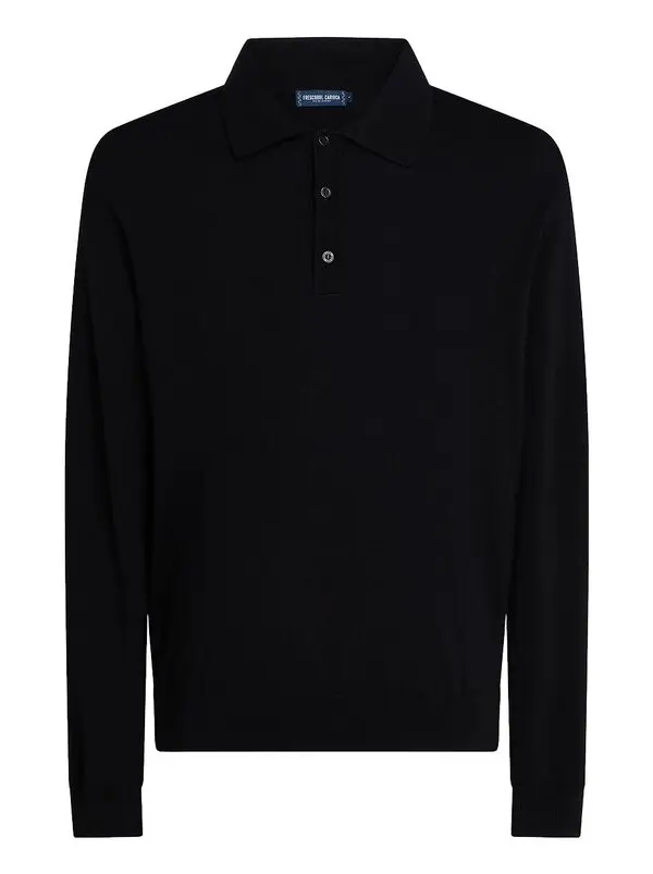 Frescobol Carioca Felix Merino Wool Polo Sweater - Black