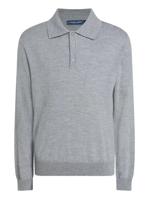 Frescobol Carioca Felix Merino Wool Polo Sweater - Gray