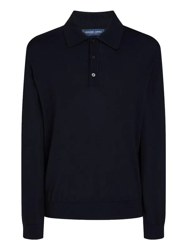 Frescobol Carioca Felix Merino Wool Polo Sweater - Navy
