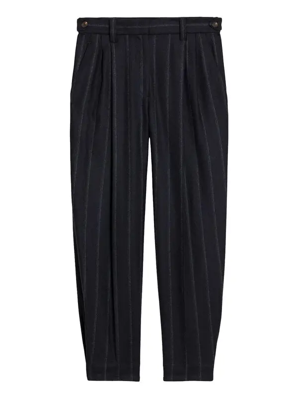 Brunello Cucinelli Pinstriped Wool-blend Tapered Pants - Midnight Blue