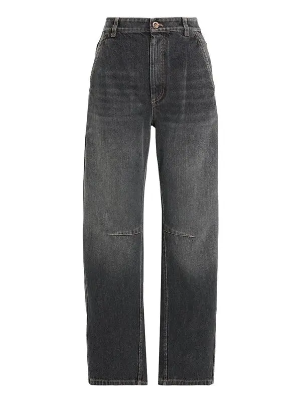 Brunello Cucinelli High-rise Tapered Jeans - Dark Gray