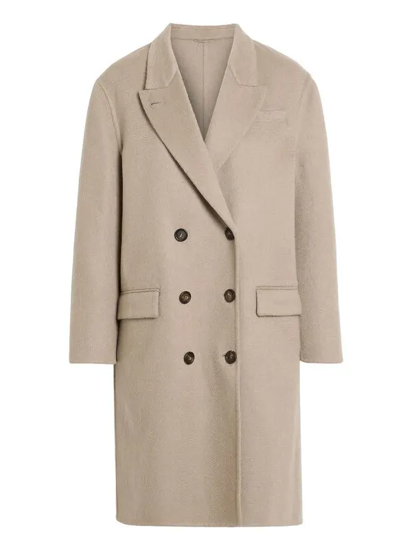 Brunello Cucinelli Double-breasted Cashmere-felt Coat - Mushroom