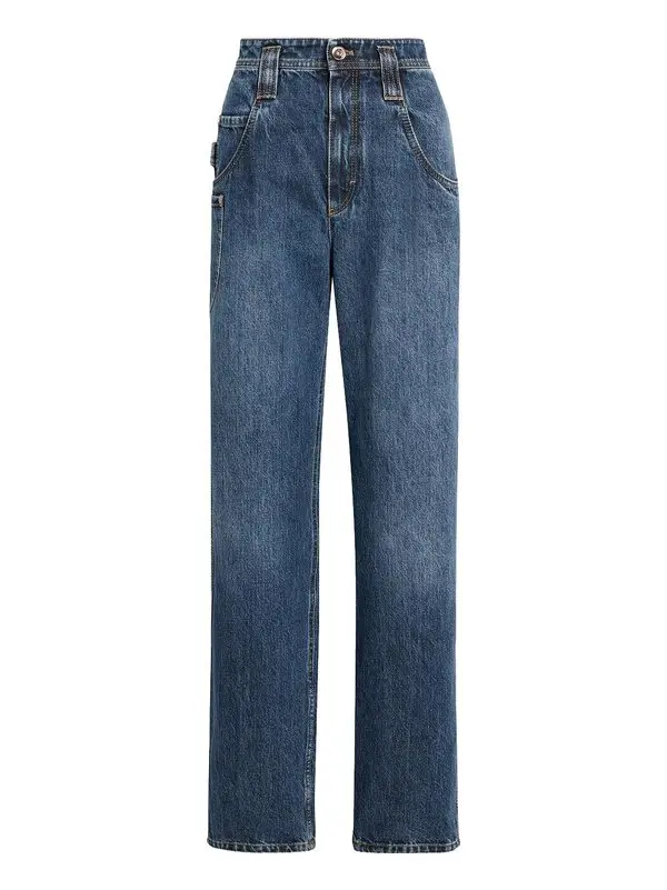 Brunello Cucinelli High-rise Straight-leg Jeans - Mid Denim