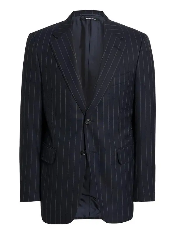 Dunhill Pinstriped Grain De Poudre Wool Blazer - Midnight Blue