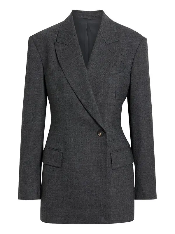 Brunello Cucinelli Double-breasted Wool-blend Blazer - Dark Gray
