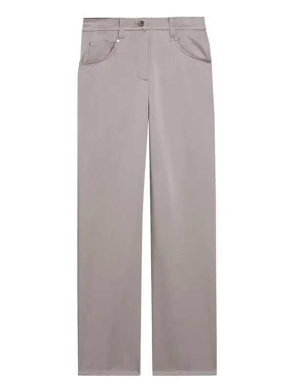 Brunello Cucinelli Bead-embellished Wide-leg Pants - Taupe