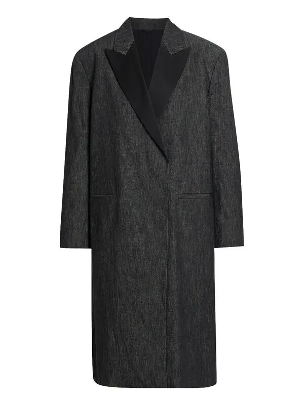 Brunello Cucinelli Satin Crepe-paneled Denim Coat - Black