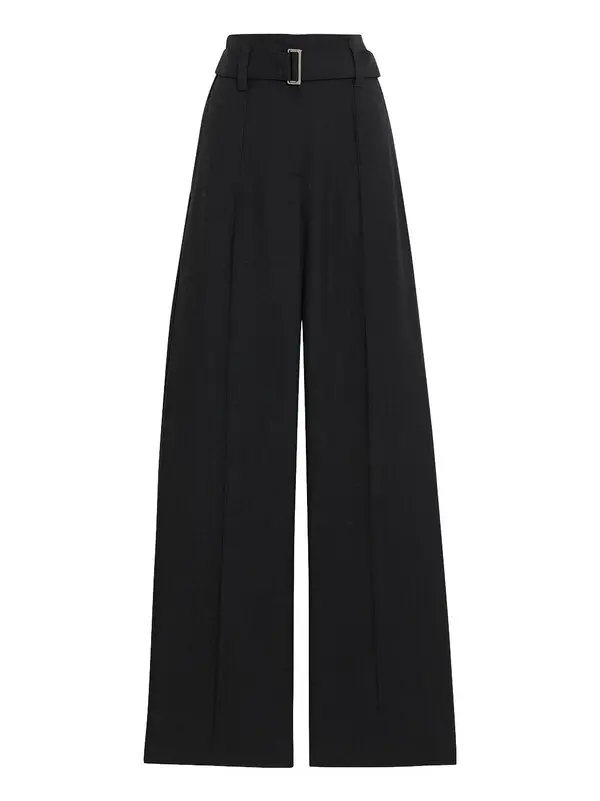 Brunello Cucinelli Belted Wool-twill Wide-leg Pants - Black