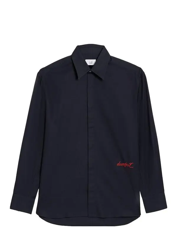 Dunhill Embroidered Cottonpiqué Shirt - Navy