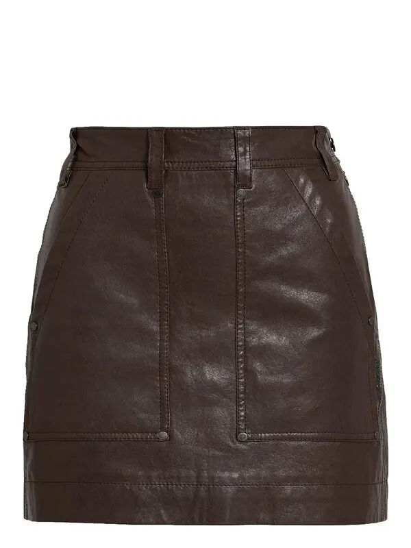 Brunello Cucinelli Leather Mini Skirt - Chocolate