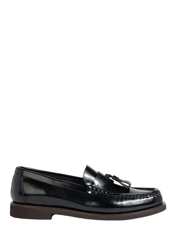 Brunello Cucinelli Bead-embellished Glossed-leather Loafers - Black