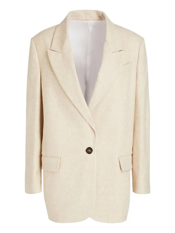 Brunello Cucinelli Wool Blazer With Bead Embellishments - Beige