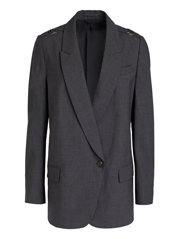 Brunello Cucinelli Double-breasted Wool-blend Blazer - Charcoal