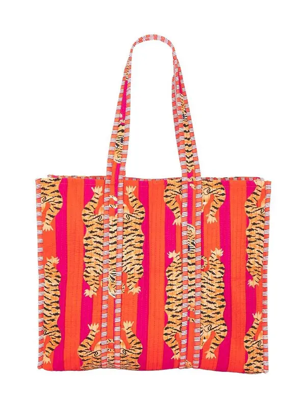 VERVE CULTURE Feline Printed Tote - Orange